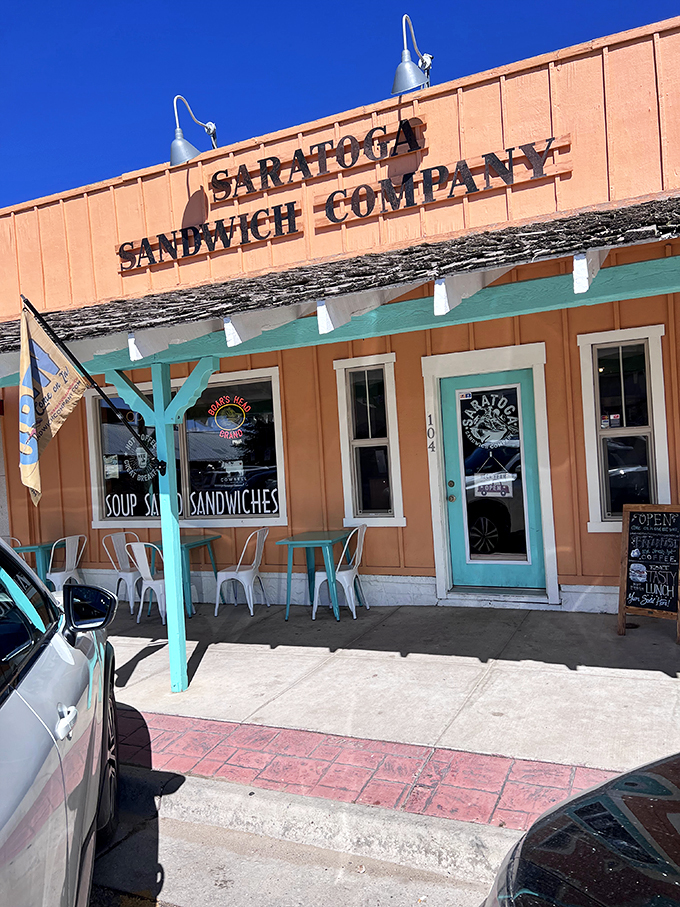 A closer look at Saratoga Sandwich Company's inviting entrance, where "Soup Salad Sandwiches" isn't just a sign&mdash;it's a promise.