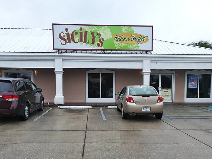 The simple exterior of Sicily's masks pizza paradise within. Like finding a Ferrari engine in a station wagon!