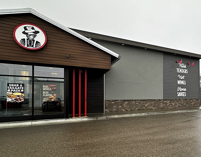 Those red pillars aren't just for show &ndash; they're practically rolling out the red carpet for chicken lovers.