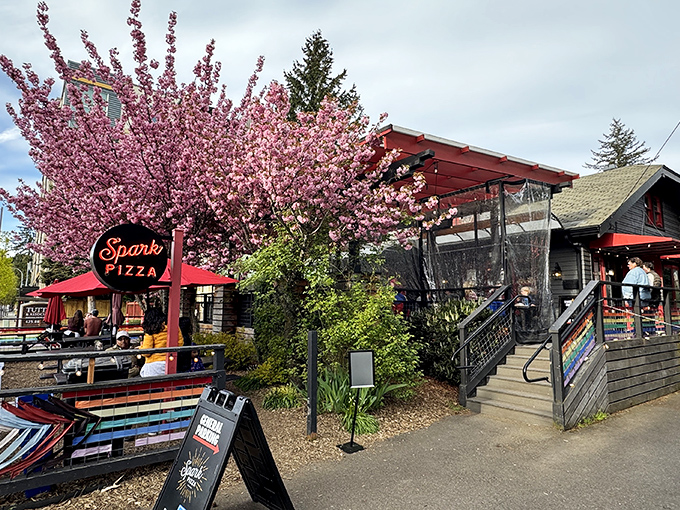 Outside Sparks, even the d&eacute;cor hints at what&rsquo;s to come&mdash;a colorful promise of the creative pizzas waiting inside.
