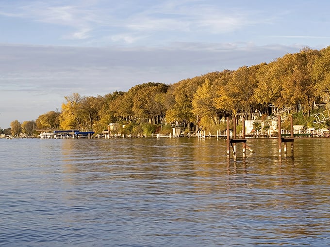 Golden hour transforms Spirit Lake into nature's own Instagram filter, no editing required.