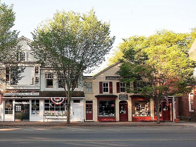Main Street Stockbridge feels like stepping into America's favorite postcard, where every storefront tells a gentle story.