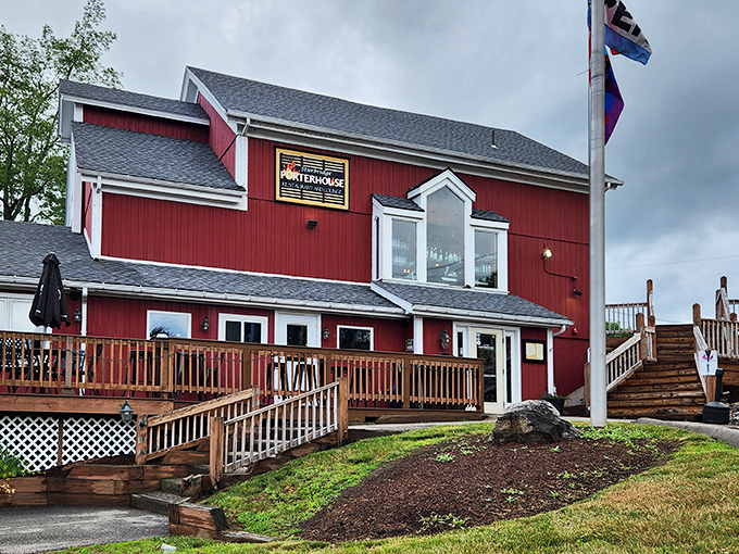 A welcoming wooden deck leads to steak paradise. This red barn houses some of Massachusetts' most mouth-watering cuts.