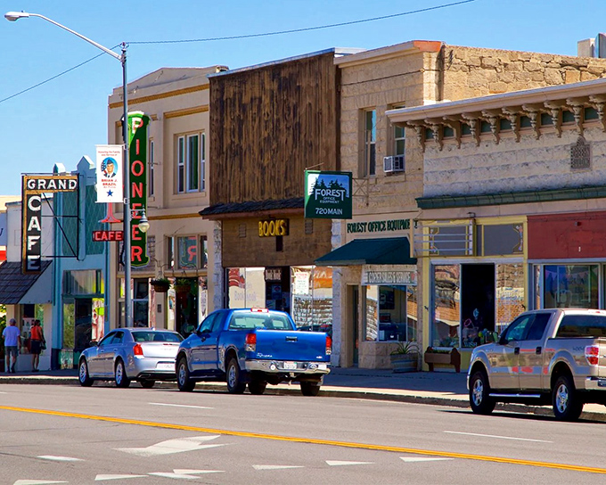Historic storefronts line Susanville's main street, where local businesses thrive without big-city prices or big-city traffic.