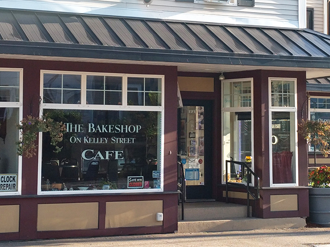 Those welcoming windows promise warm treats inside, where every glazed creation tells a delicious story. 