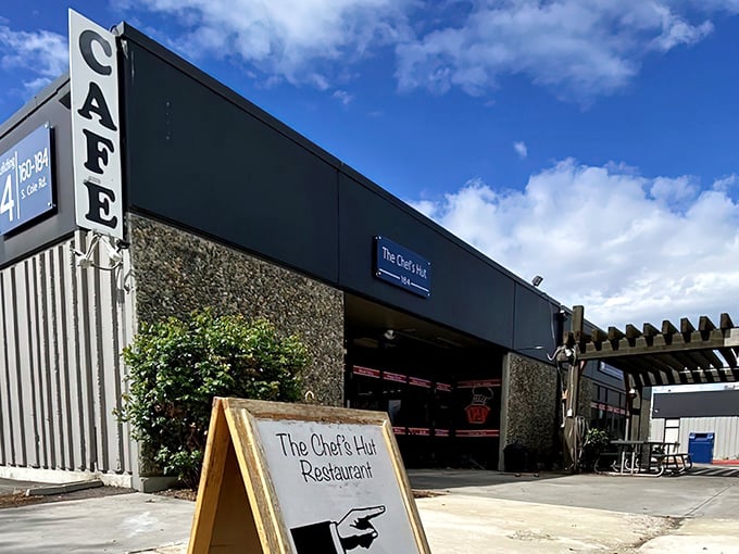 Look for the "CAFE" sign and follow your nose! The Chef's Hut may look modest, but inside they're working chicken magic that would make Colonel Sanders jealous.