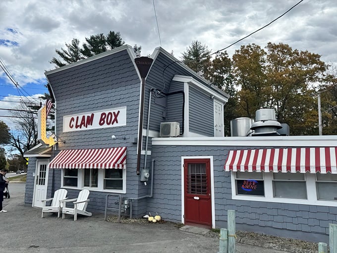 A different angle of the beloved Clam Box. This isn't just a restaurant&mdash;it's a Massachusetts landmark where memories are made one crispy clam at a time.