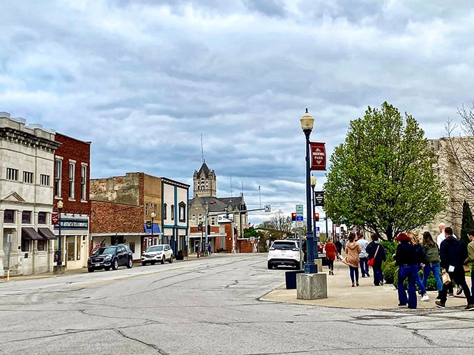 Blue skies frame Trenton's inviting main street. Small-town Missouri at its finest&mdash;where parking is plentiful and friendly faces are guaranteed.