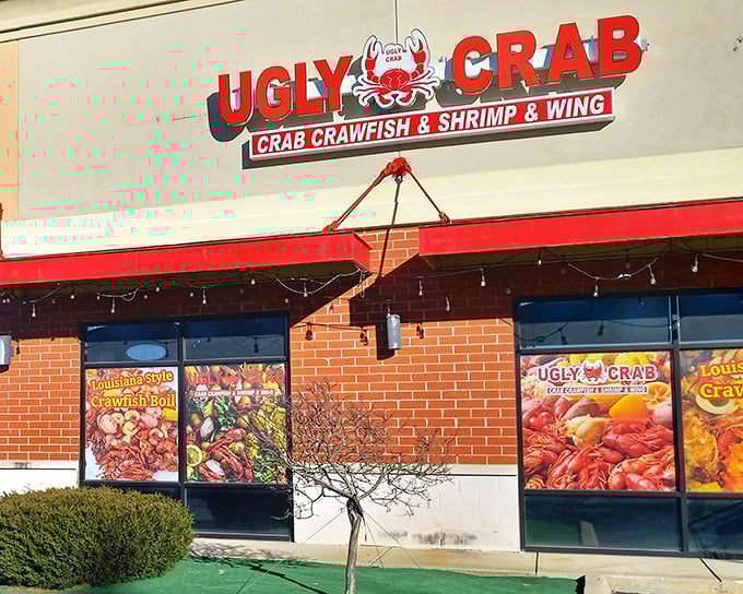 That Ugly Crab sign promises beautiful flavors inside. The seafood equivalent of "don't judge a book by its cover."