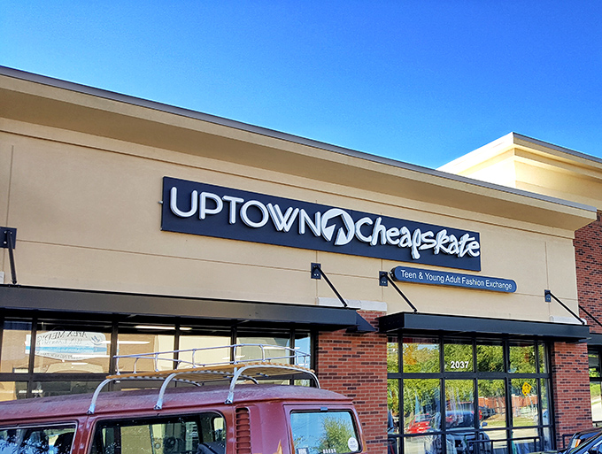 Uptown Cheapskate's sleek storefront promises treasure hunting with none of the musty thrift store experience.