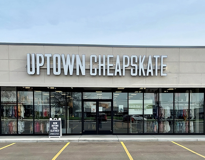 Fashion paradise without the sticker shock. Uptown Cheapskate's bright, welcoming facade is the gateway to style salvation for budget-conscious shoppers.