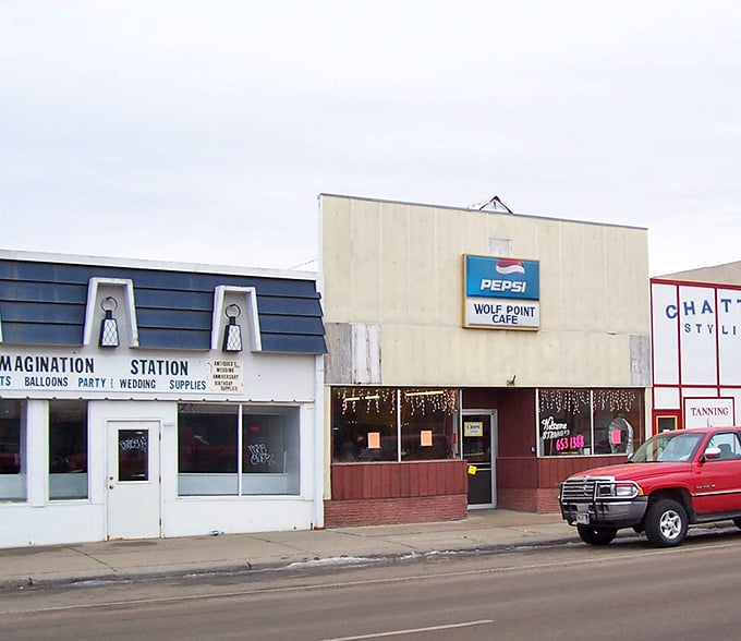 The Wolf Point Cafe sits nestled between the Imagination Station and a hair salon&mdash;a perfect metaphor for small-town living where practicality meets community.