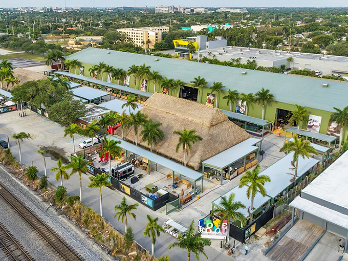 A bird's eye view of food paradise! Yellow Green Market's colorful layout is Florida's answer to European food halls, but with more sunshine.