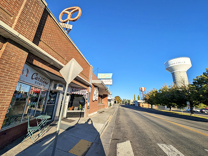 The Idaho Falls water tower watches over Carstens' like a guardian angel ensuring the donuts rise perfectly every morning.