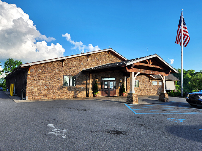 The Wonder Bar's stone exterior and timber accents blend seamlessly into West Virginia's landscape &ndash; like it was always meant to be here.