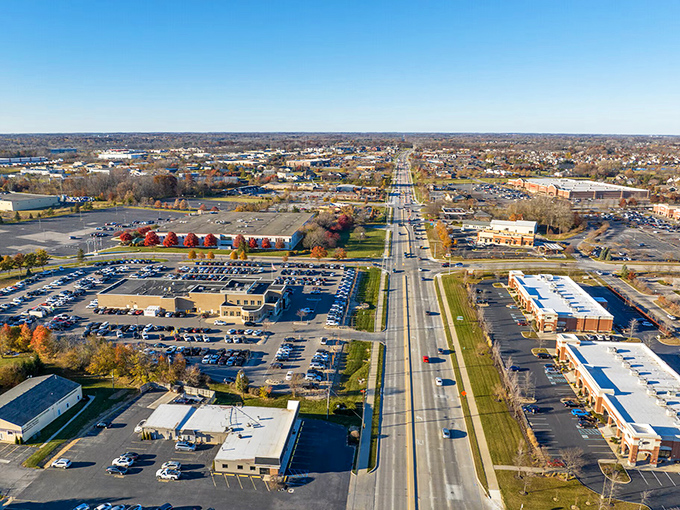 From this bird's-eye view, Zionsville's thoughtful layout reveals itself&mdash;a perfect blend of accessibility and small-town charm.