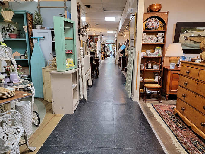 Time travel happens one step at a time down these corridors where every booth offers a different decade's worth of memories and possibilities.