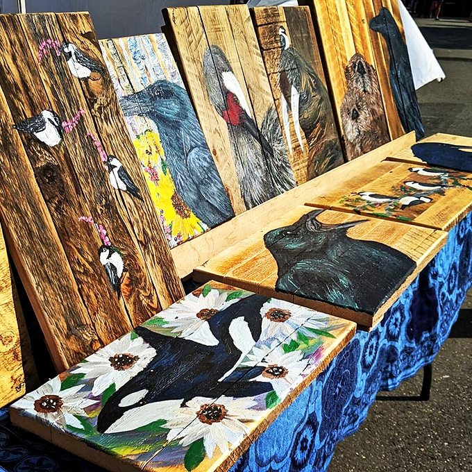 Where Alaskan wilderness meets wooden canvas&mdash;these wildlife paintings transform reclaimed lumber into a gallery of northern neighbors.