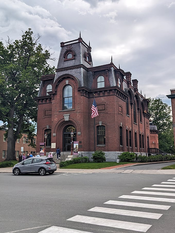 The St. Johnsbury Athenaeum stands as a Victorian architectural masterpiece, its brick facade housing literary treasures and artistic wonders within.