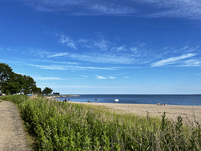 The path less traveled &ndash; wander between swaying marsh grasses and sandy shores while the Sound whispers promises of a perfect summer day.