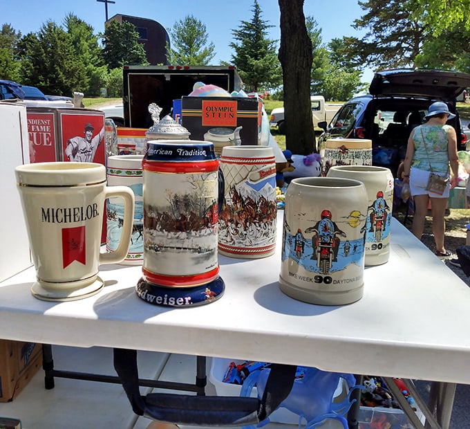 Liquid history in ceramic form. These vintage beer steins tell tales of Missouri's brewing heritage with every detailed etching.