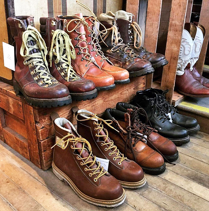 These aren't just boots&mdash;they're storytellers with soles. Each weathered pair has tramped through decades of Vermont adventures before finding their next chapter.