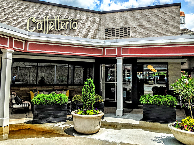 Caffetteria's inviting patio practically whispers, "Sit here, sip something frothy, and judge people's shopping bags." The perfect intermission for retail therapy.