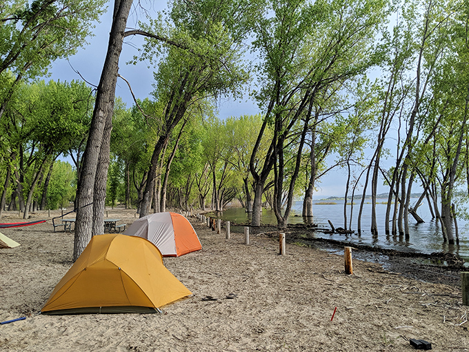 Camping nirvana: where your morning coffee comes with a side of serenity and your tent neighbors are whispering cottonwoods.