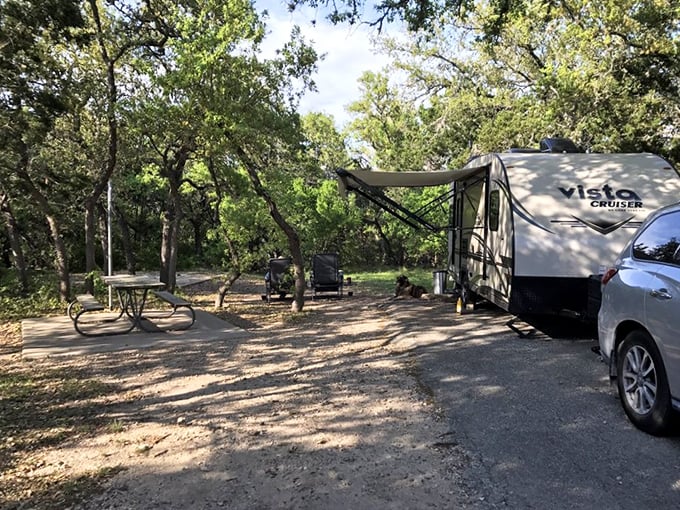 Camping nirvana awaits with shaded sites nestled among oak trees. Your RV has never had such distinguished neighbors.