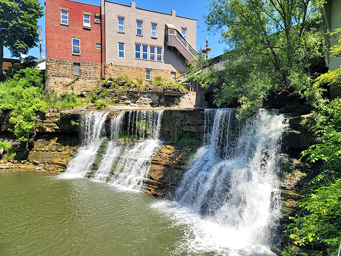Nature's ultimate flex: a 20-foot waterfall smack in the middle of town. The cascade creates both a soothing soundtrack and the perfect backdrop for contemplative ice cream eating.