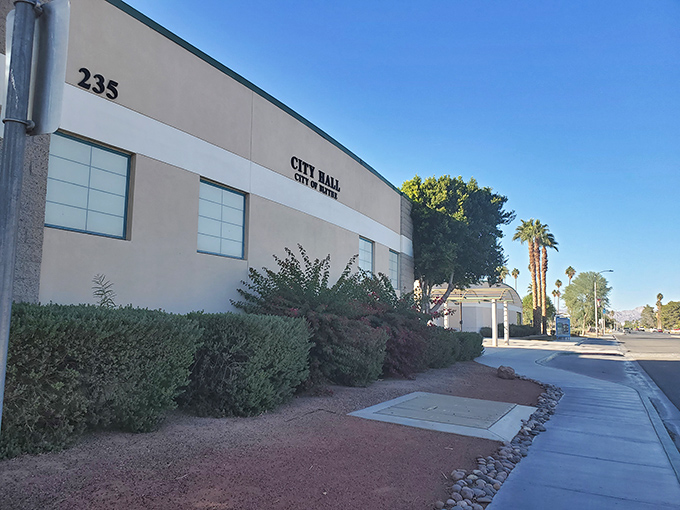 City Hall stands as a no-nonsense testament to desert practicality&mdash;palm trees included, bureaucracy optional.