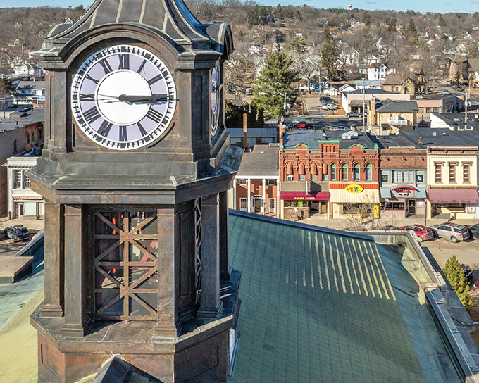 That clock tower's been keeping time since architecture meant something, watching over downtown like a patient grandfather.