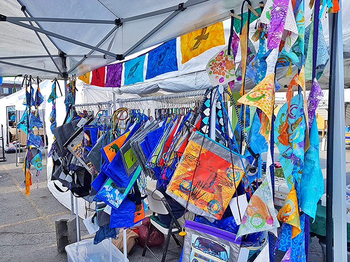 A kaleidoscope of handcrafted bags and textiles that would make your Instagram followers think you've discovered the Alaskan equivalent of a Moroccan bazaar.