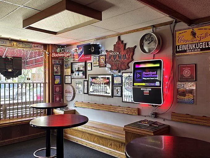 Vintage beer signs and memorabilia create a time capsule of American dining culture. This isn't interior decorating&mdash;it's a museum of good times.