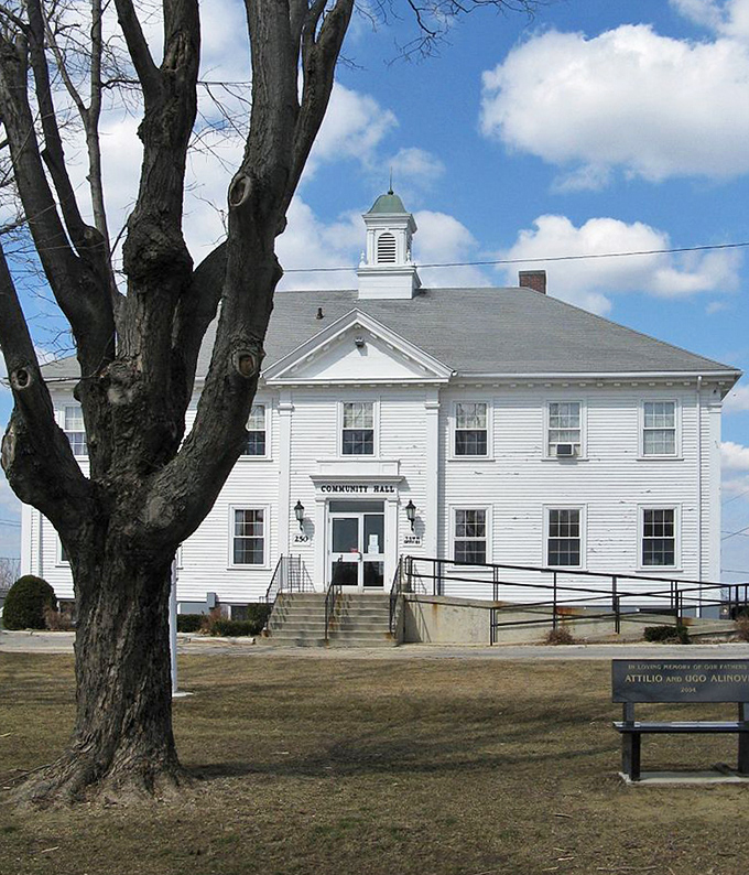 The Community Hall stands as Rutland's beating heart, where town meetings and community gatherings have shaped local life for generations.