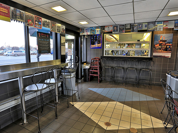 The indoor seating area might be modest, but those metal chairs have witnessed decades of first dates, family outings, and "I can't believe I ate the whole thing" moments.