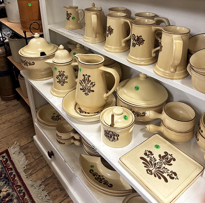Pfaltzgraff paradise! These cream-colored pitchers and serving pieces aren't just kitchenware&mdash;they're Sunday dinners at Grandma's house waiting to happen again.