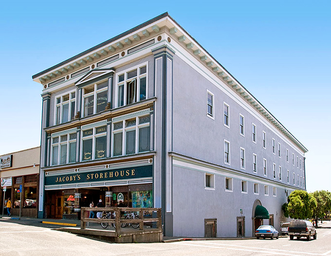 Jacoby's Storehouse stands as Arcata's architectural crown jewel, housing shops and eateries where history meets modern comfort.
