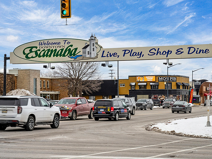 The welcoming arch says it all &ndash; Escanaba isn't just a destination, it's an invitation to experience Upper Peninsula life at its most authentic.