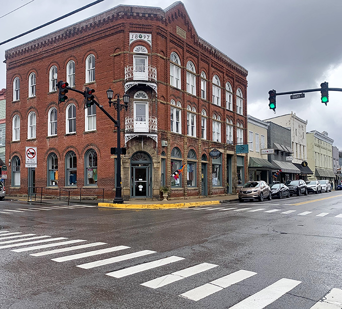 This stately brick cornerstone building anchors downtown Lewisburg with Victorian grandeur, its wrought-iron balcony offering a perfect perch for people-watching.