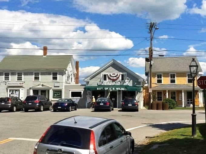 Wilbur's General Store anchors the village center, where locals have gathered for generations. That patriotic bunting isn't just for show&mdash;community pride runs deep here.