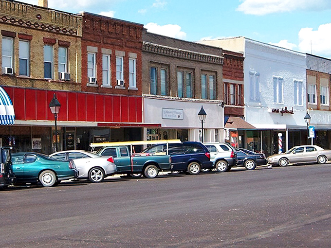 These historic storefronts along Rantoul's main street offer a glimpse into small-town America where your dollar stretches further than your last diet resolution.