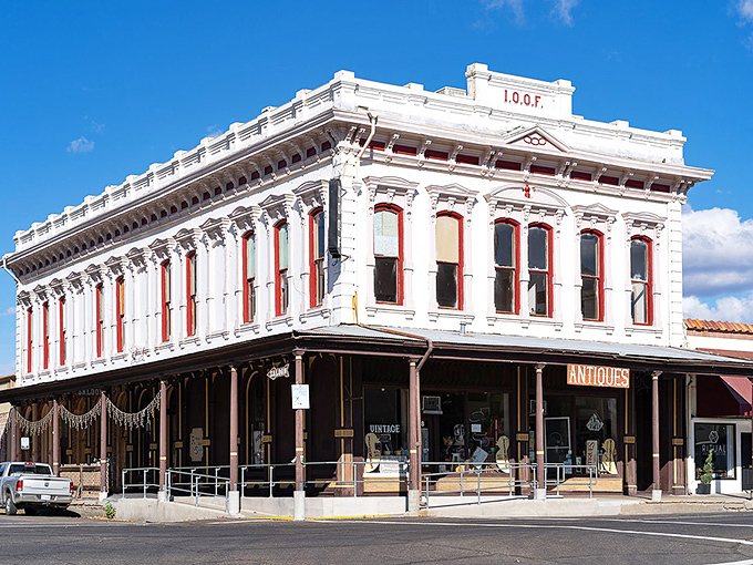 The I.O.O.F. Building anchors downtown with its gleaming white fa&ccedil;ade &ndash; architectural eye candy from an era when buildings dressed to impress.