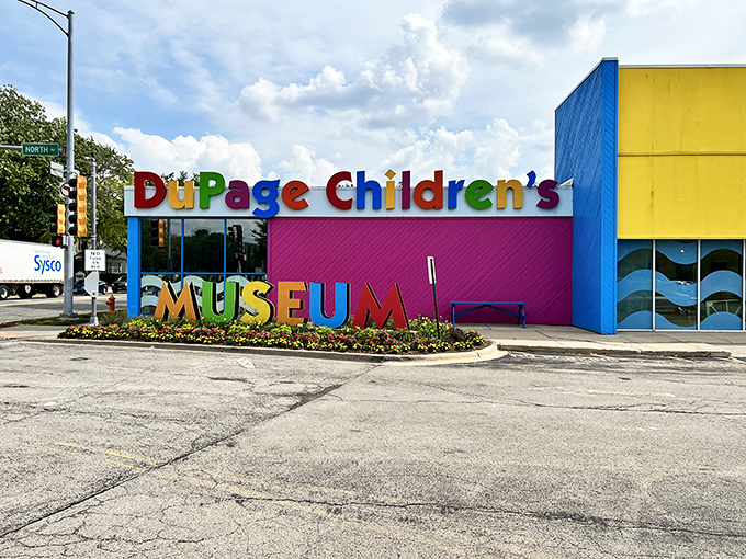 The DuPage Children's Museum announces itself with colors brighter than your childhood memories of summer vacation.