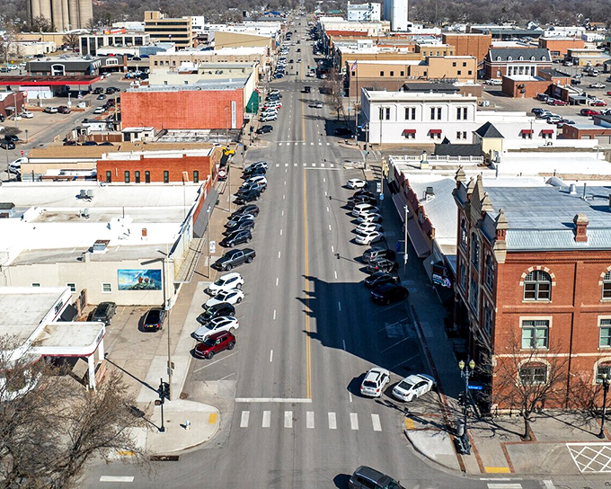 From this bird's-eye view, McPherson's downtown reveals its perfect grid layout&mdash;a Midwestern Manhattan without the honking taxis or $15 coffees.
