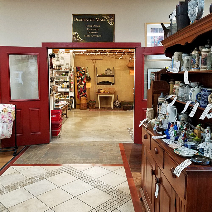 Step through these red-framed doors and kiss your schedule goodbye. The Decorator Mall entrance is where time slows and wallets tremble.