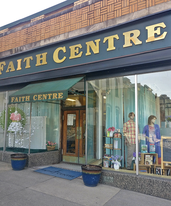 Two blue planters stand guard at the entrance, silently promising treasures that won't require a second mortgage to take home.