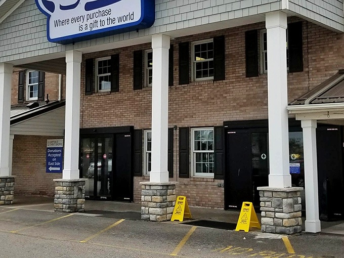 Step through these doors and prepare to lose track of time. The stone pillars and brick exterior give no hint of the wonderland of secondhand treasures awaiting inside. 