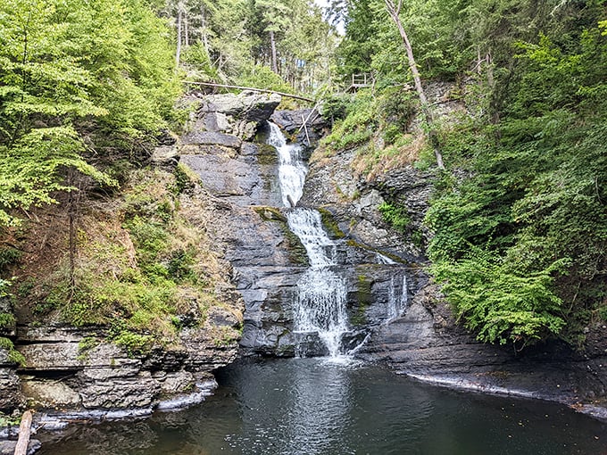 The falls reveal their full majesty from this vantage point. Like a wedding cake made of water, each tier more spectacular than the last.