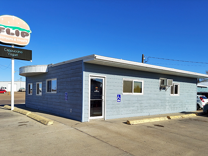 The Flip's baby-blue exterior might be modest, but locals know those burgers pack a flavor punch worth traveling for.